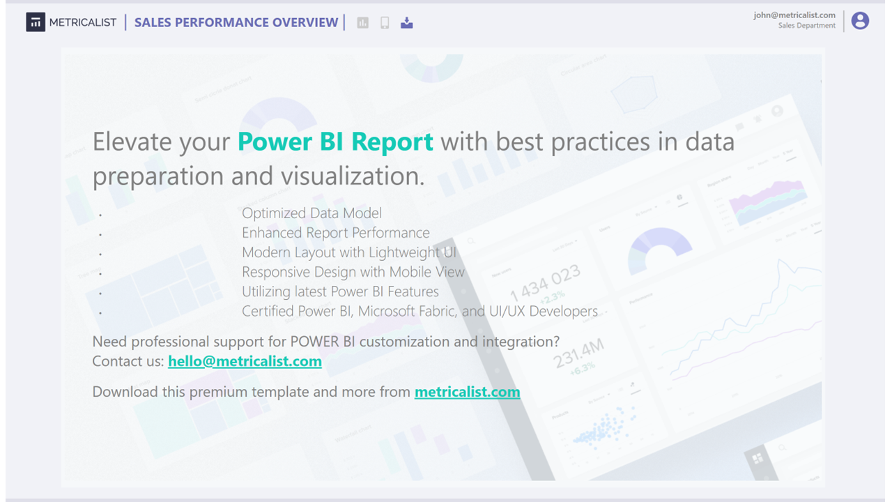 Sales Performance Overview | Metricalist